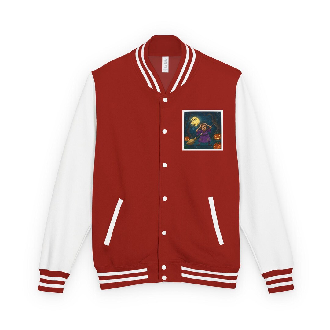 Spooky Ghost Letterman Jacket: Unisex Vintage Style, Fall Fashion - Etsy