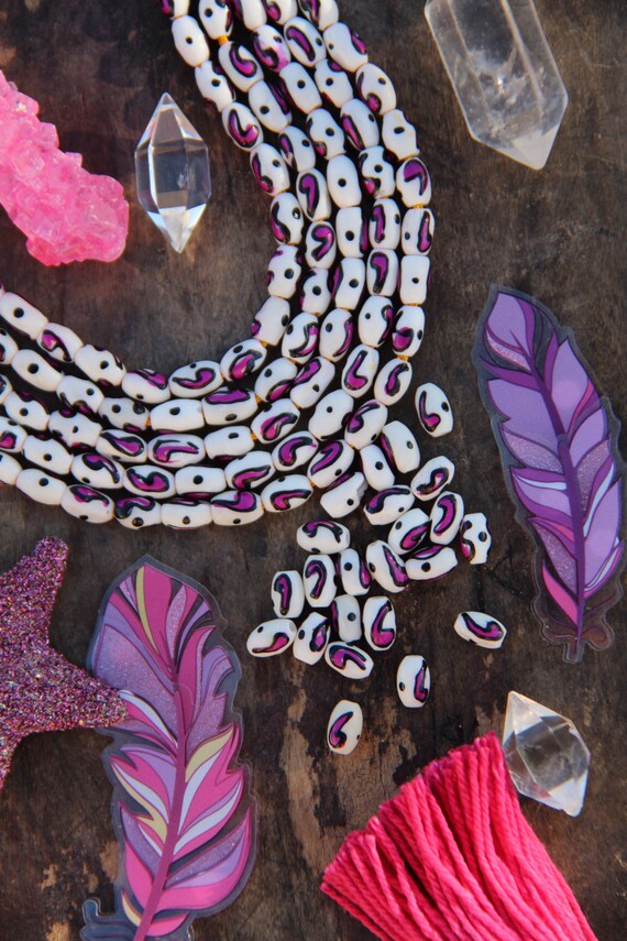 Hand Painted Pink Comma Barrel Beads 5x8mm 23 Pcs Large - Etsy