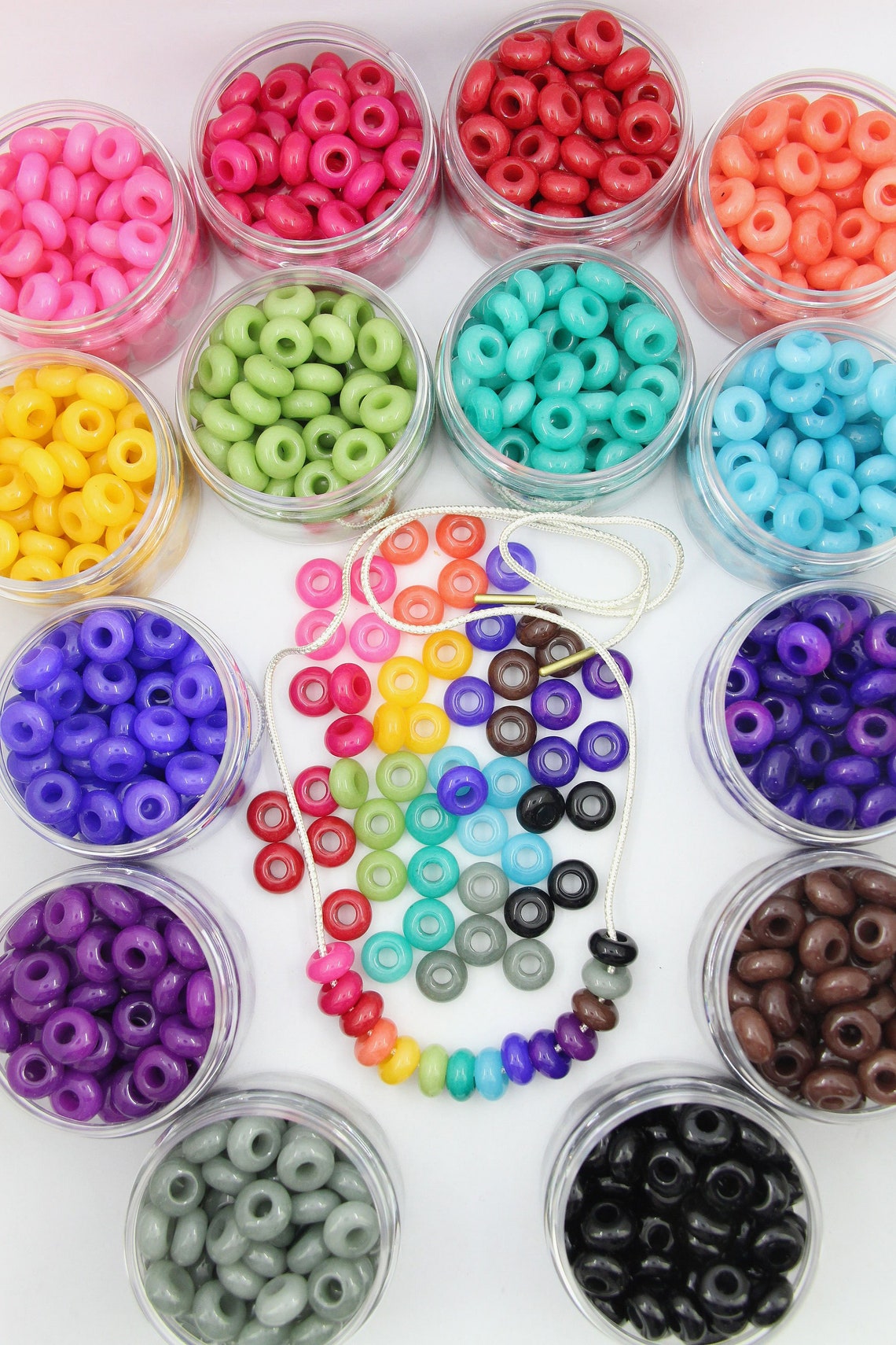 Candy Jade Large Hole Euro Beads Slider Beads 15mm 5mm - Etsy