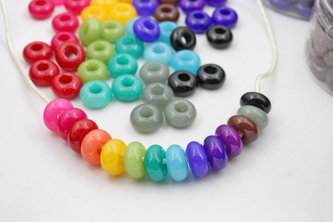 Candy Jade Large Hole Euro Beads Slider Beads 15mm 5mm - Etsy