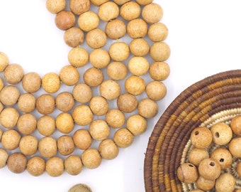 Natural Cream Colored Pale Tan Wooden off Round Shaped Beads With 2mm ...