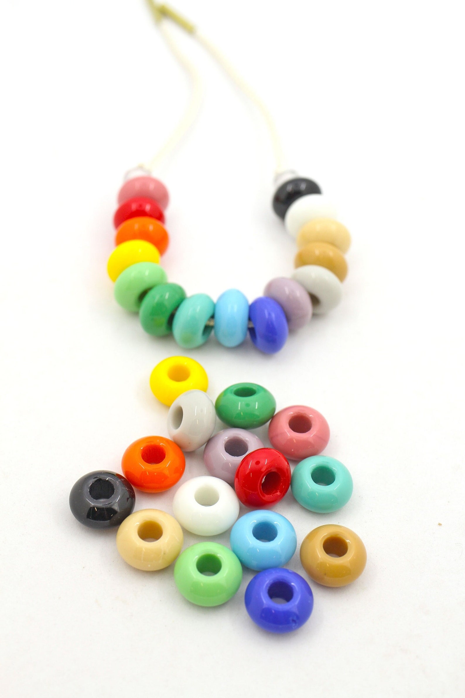 Large Hole Czech Glass Euro Beads, Rainbow Beads, 14x7mm, Beaded ...