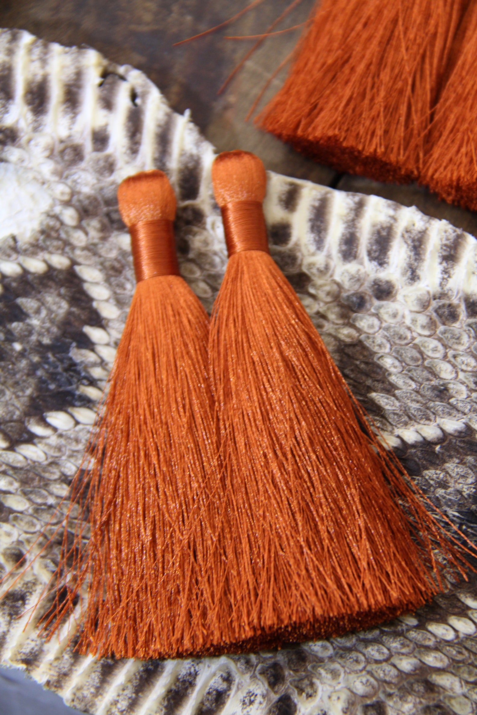 Burnt Orange Silky Luxe Jewelry Tassels Handmade 3.5 - Etsy