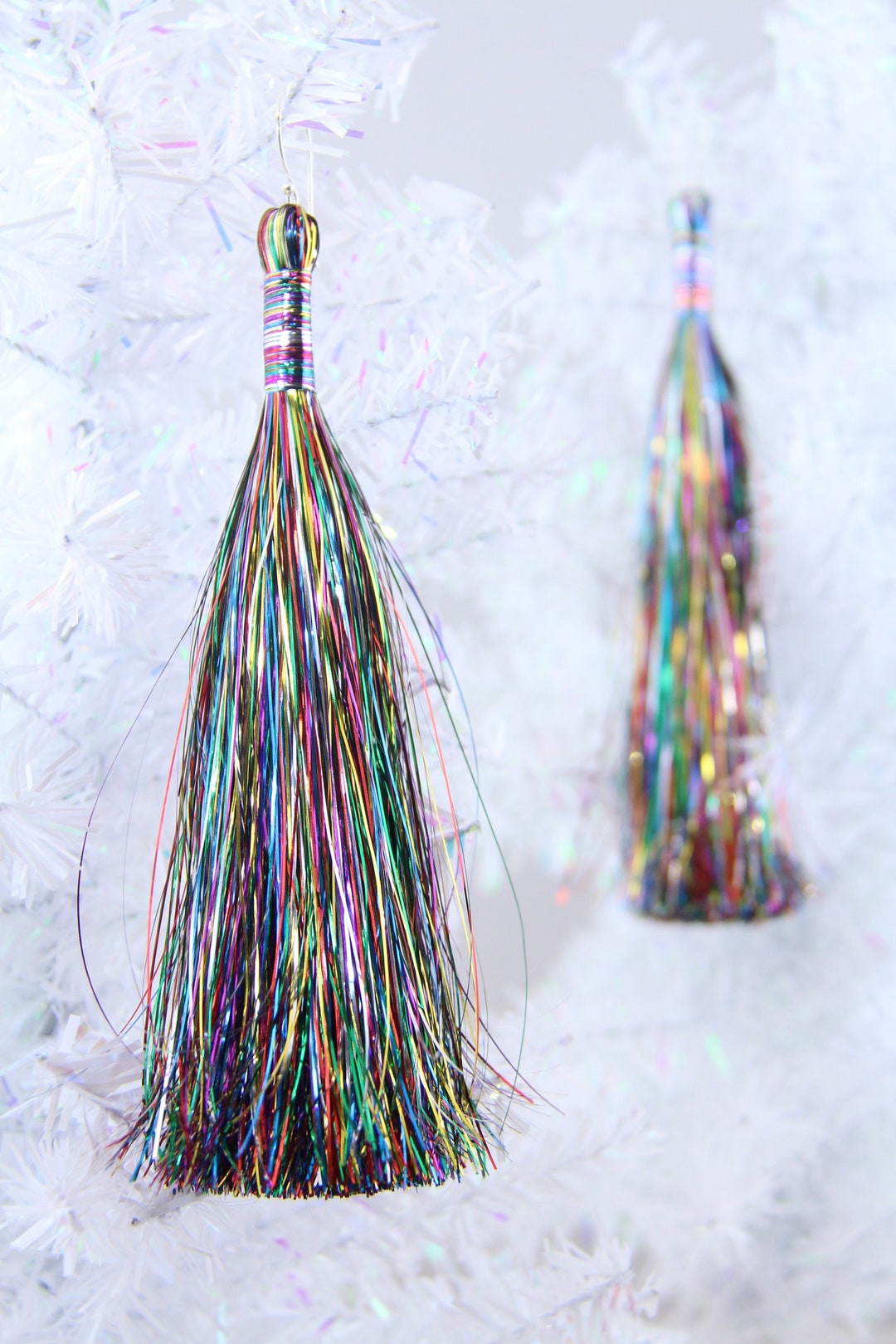 Long Rainbow Tinsel Tassels, 6.5", Stadium Bag Accessory, Metallic ...