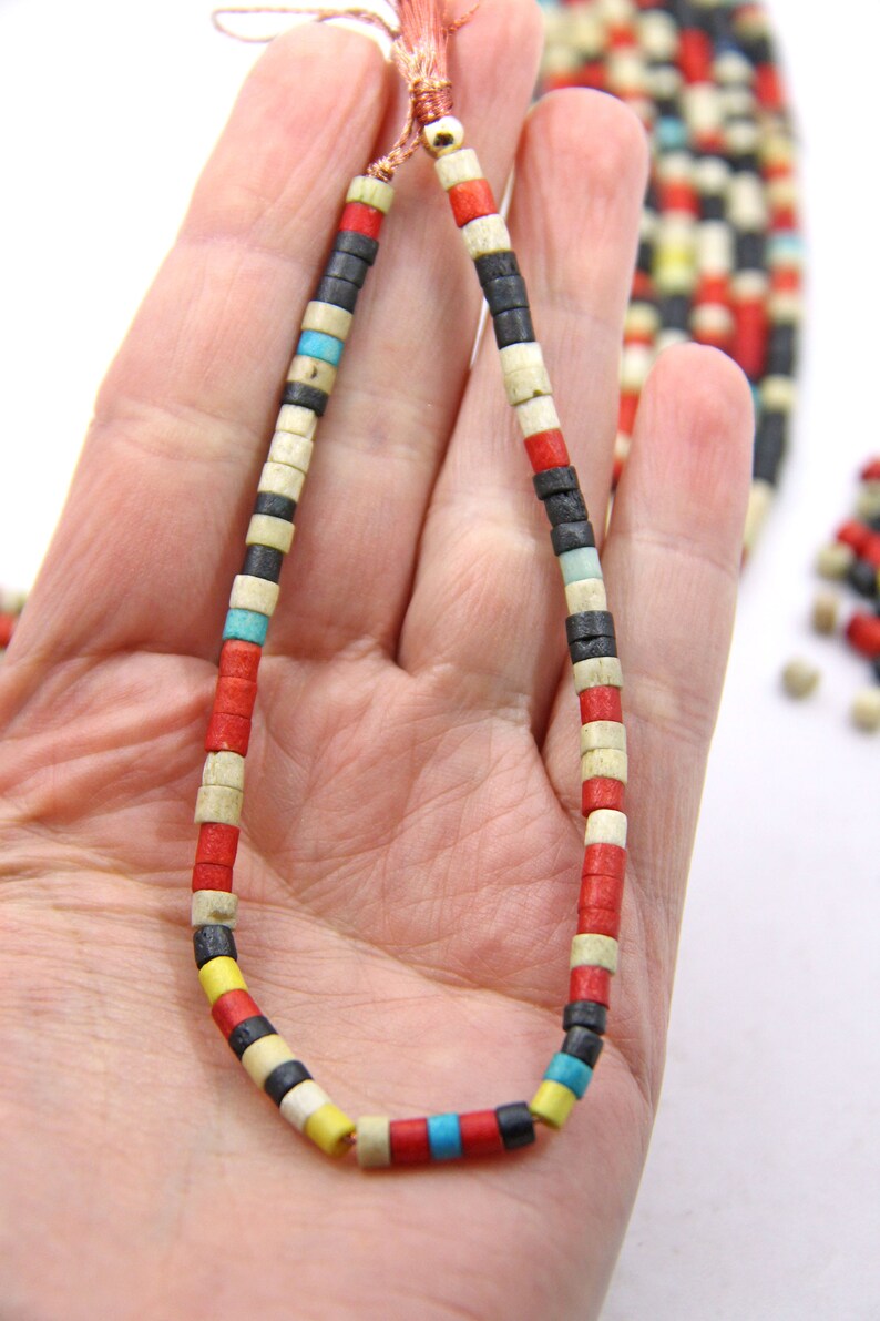 Bone Spacer Beads: 5x4mm Multi Colored Disc Beads Retro - Etsy