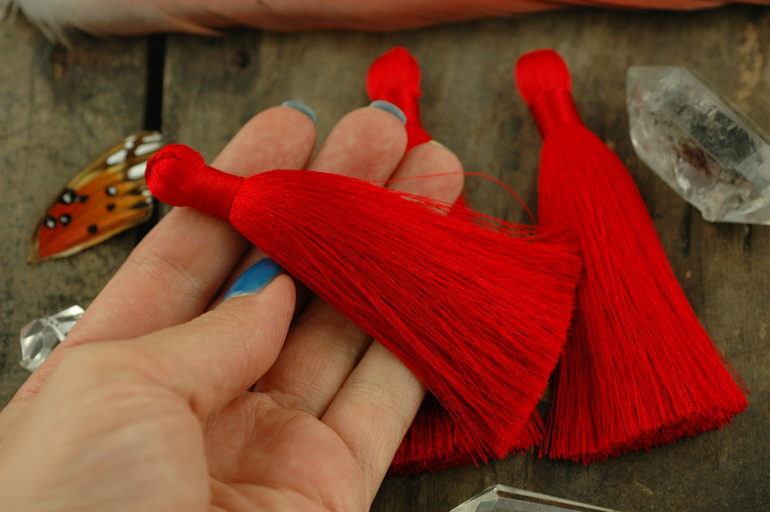 Red Silky Luxe Large Handmade Tassels 3.5 Designer | Etsy