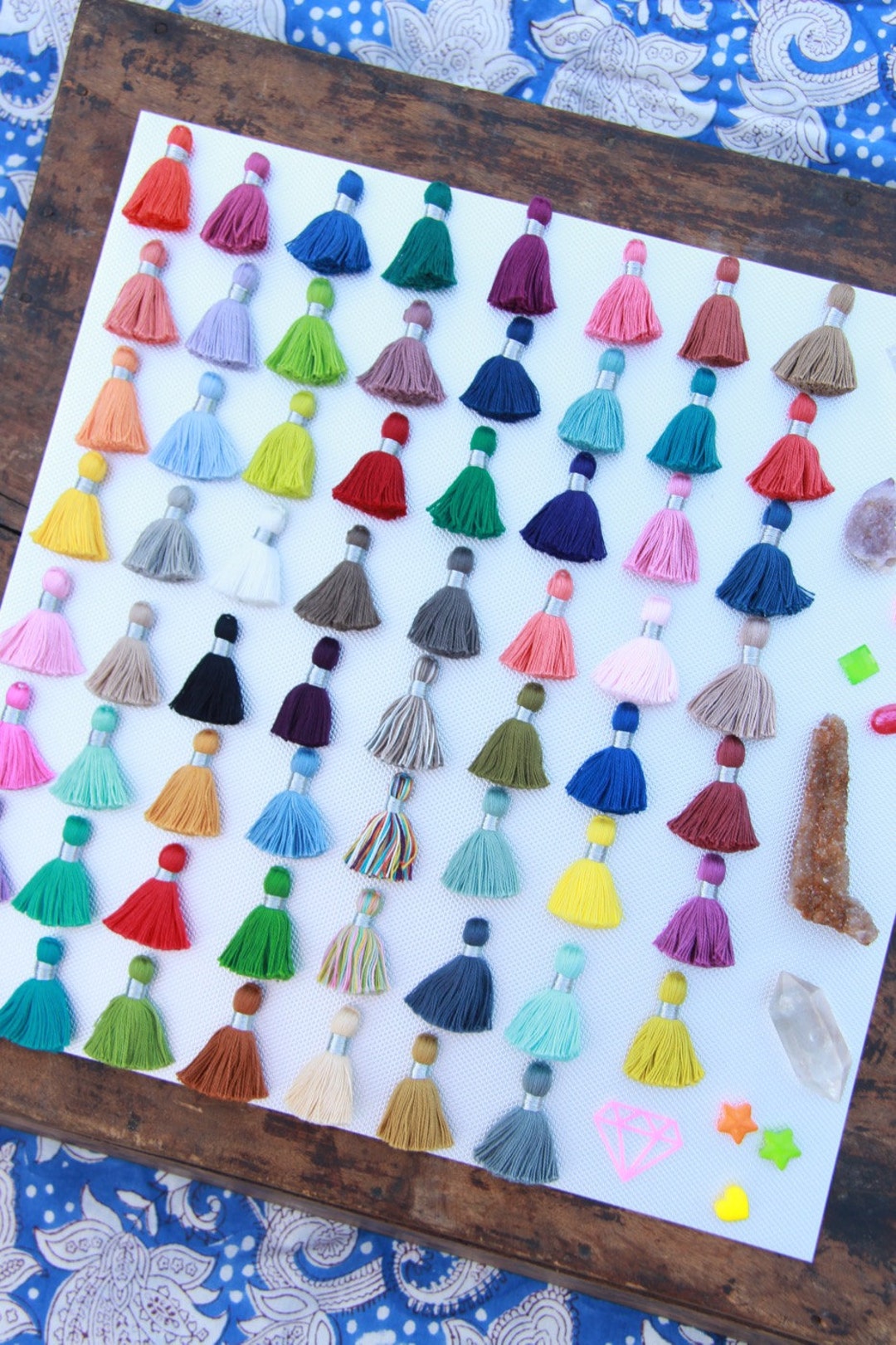 Mini Jewelry Tassels With SILVER Binding, Handmade 1.25" Cotton Tassel ...