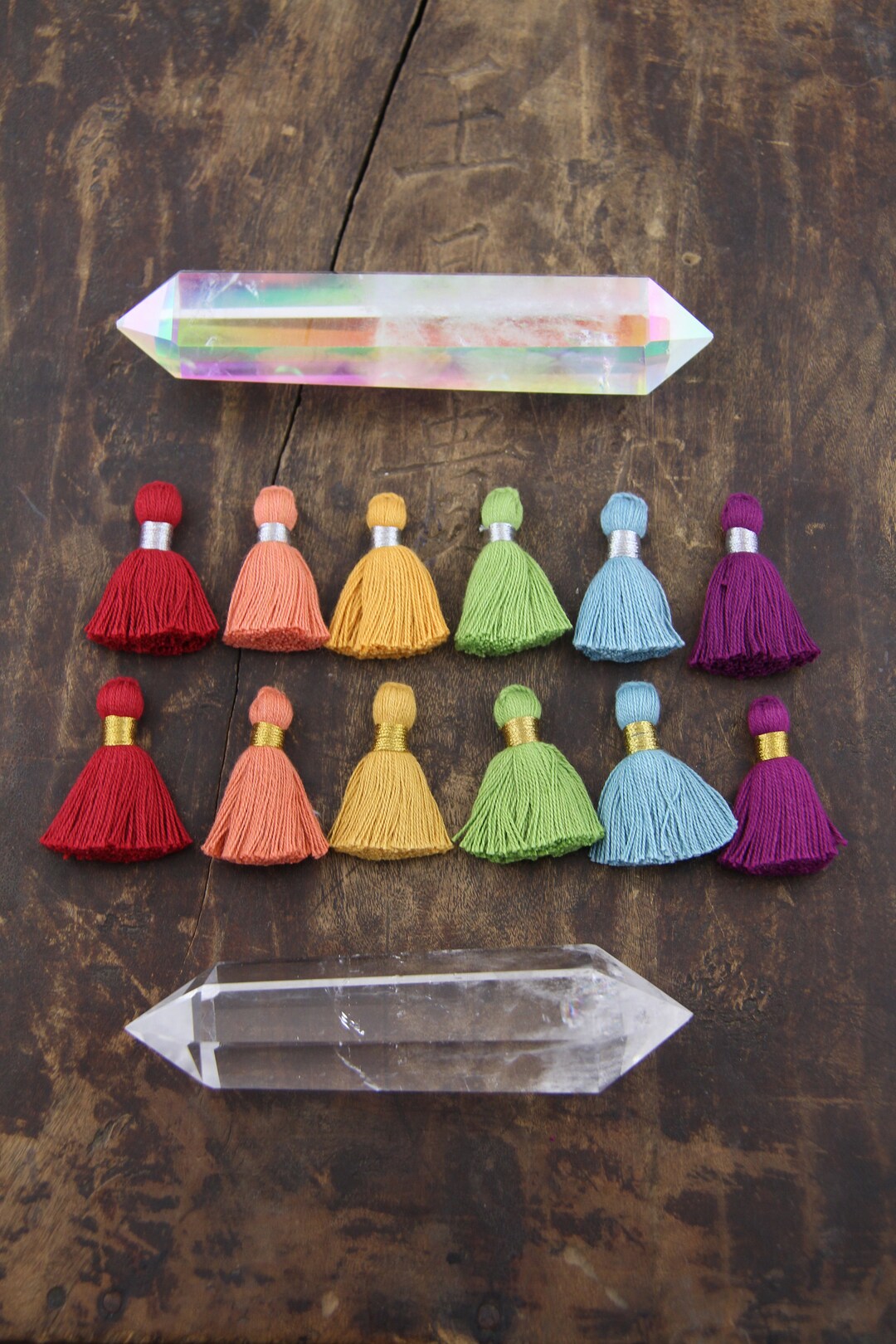 Earthy Rainbow Mix, 6 Mini Tassels, Jewelry Making Supplies, 1.25 ...