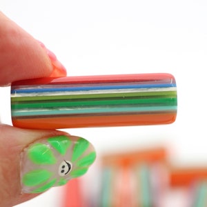 Retro Striped Italian Poly Resin Tube Beads, 12x35mm, 1 Focal Bead ...