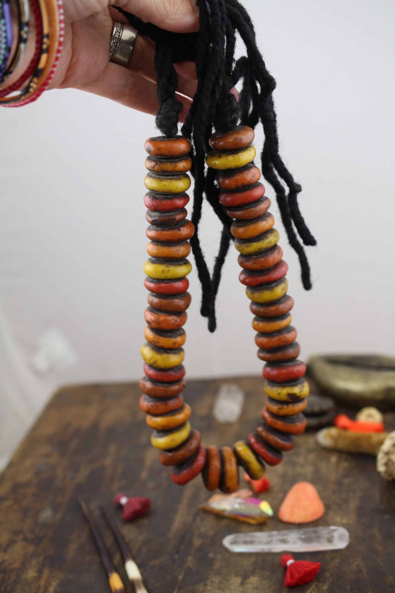 Burnt Orange Sahara Saffron, Moroccan Berber Beaded Necklace, 24mm ...