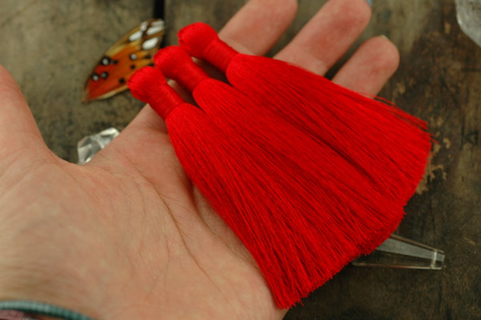 Red Silky Luxe Large Handmade Tassels 3.5 Designer - Etsy