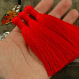 Red Silky Luxe Large Handmade Tassels, 3.5", Designer Quality Jewelry ...