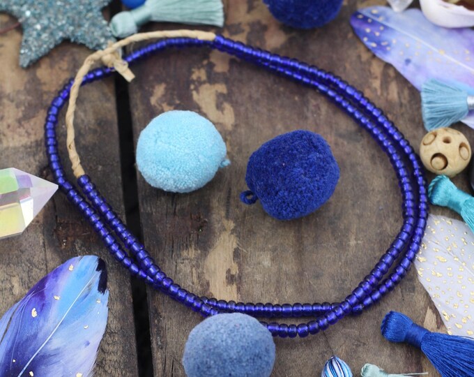Galaxy Cobalt Blue: Translucent Sparkly Goomba Beads, Ghana Glass ...