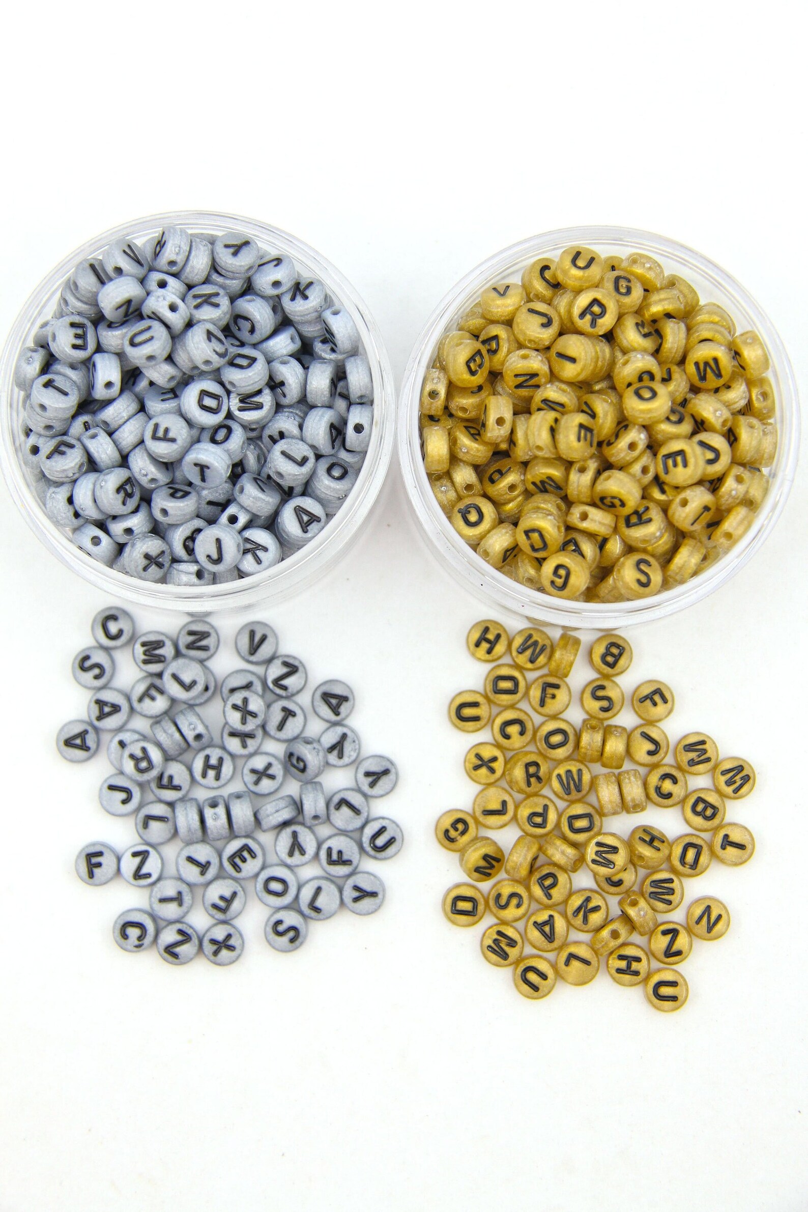 Silver & Gold Alphabet Letter Beads Acrylic 7mm Round - Etsy
