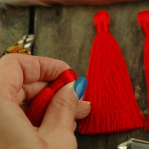 Red Silky Luxe Large Handmade Tassels, 3.5", Designer Quality Jewelry ...