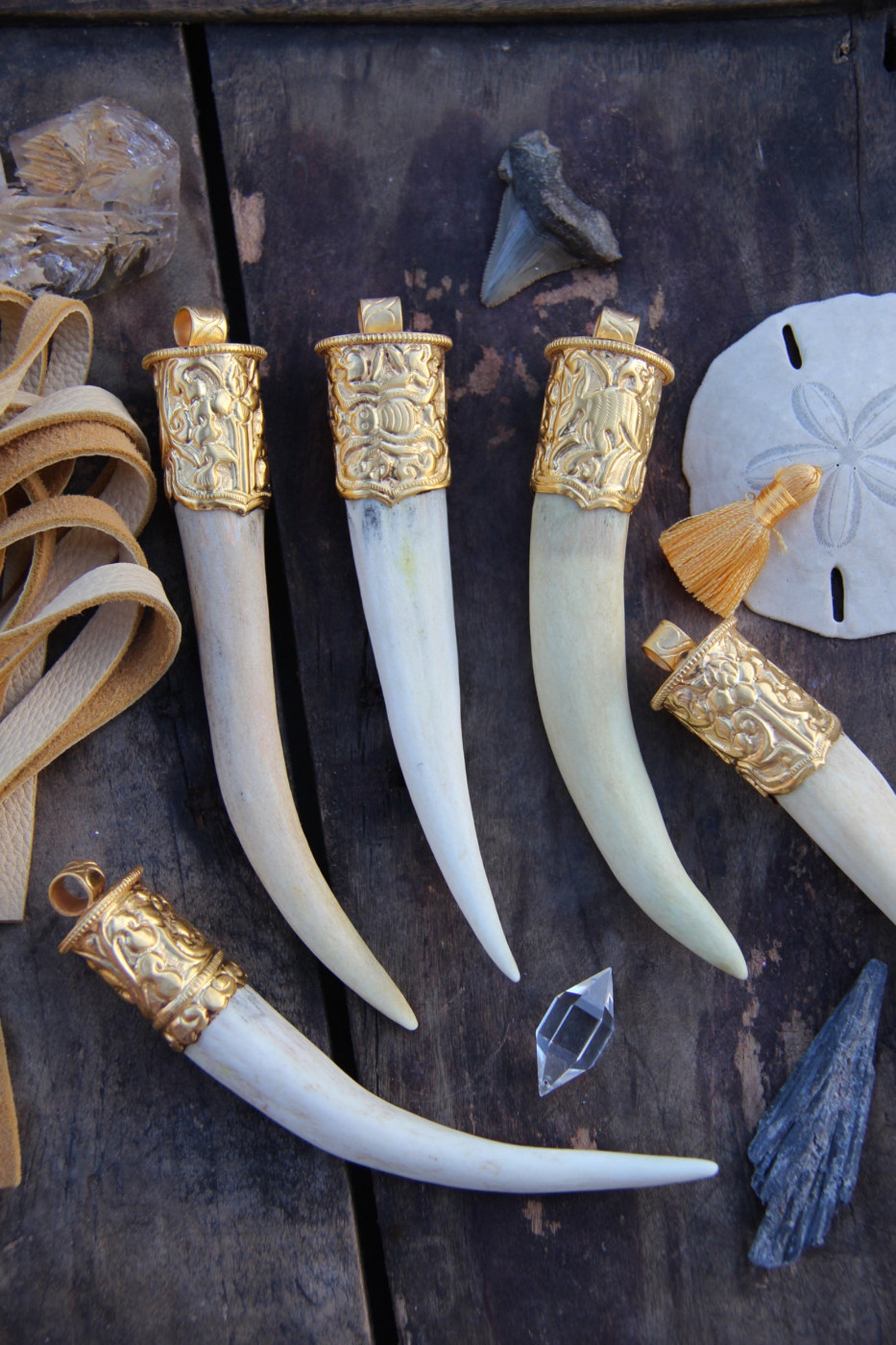 Golden Antler : Naturally Shed Matte Golden Bezel Set - Etsy