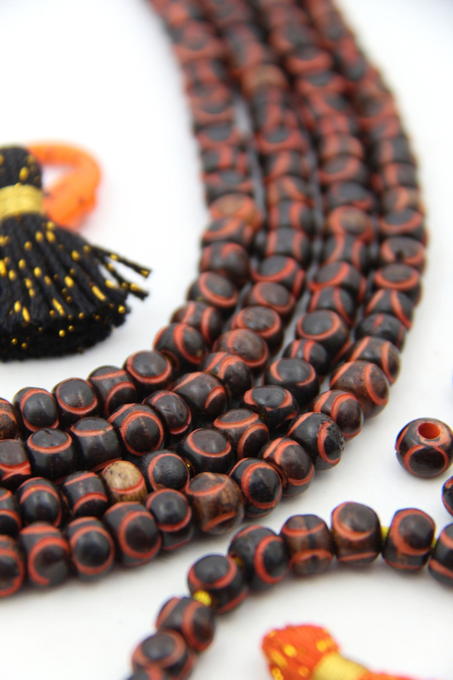 Black & Orange Eclipse Carved Rondelle Bone Beads, 9mm, Halloween, DIY ...
