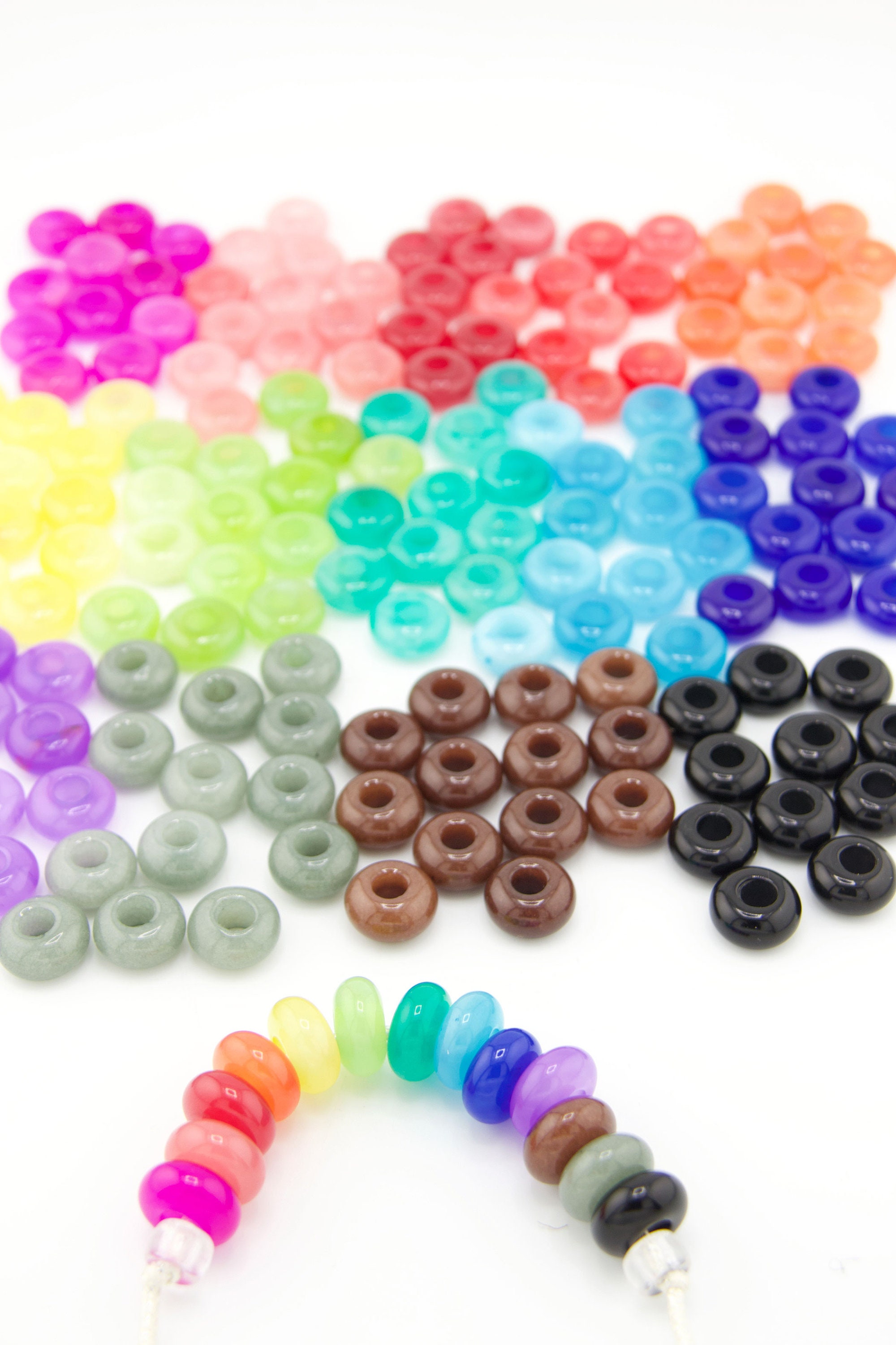 Candy Jade Large Hole Euro Beads, Slider Beads, 15mm, 5mm Hole, Focal ...