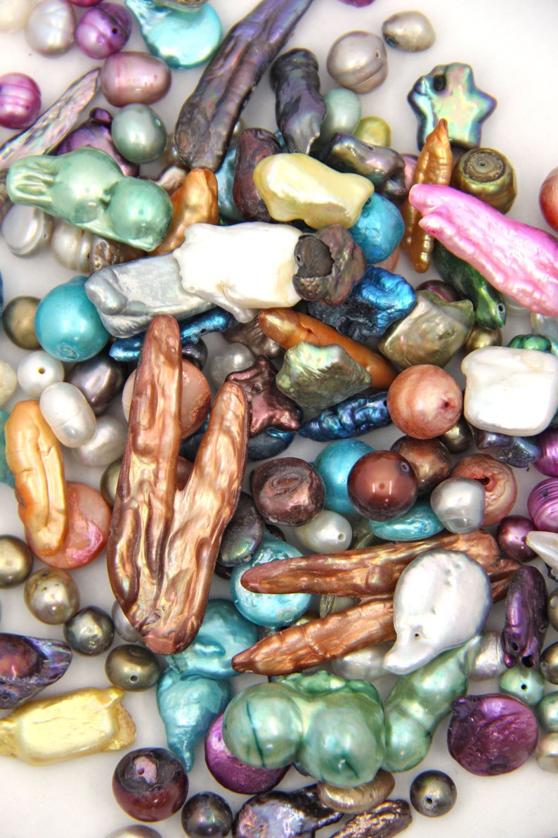 Colorful Freshwater Pearls: Assorted Sizes and Shapes Bead Grab Bag ...