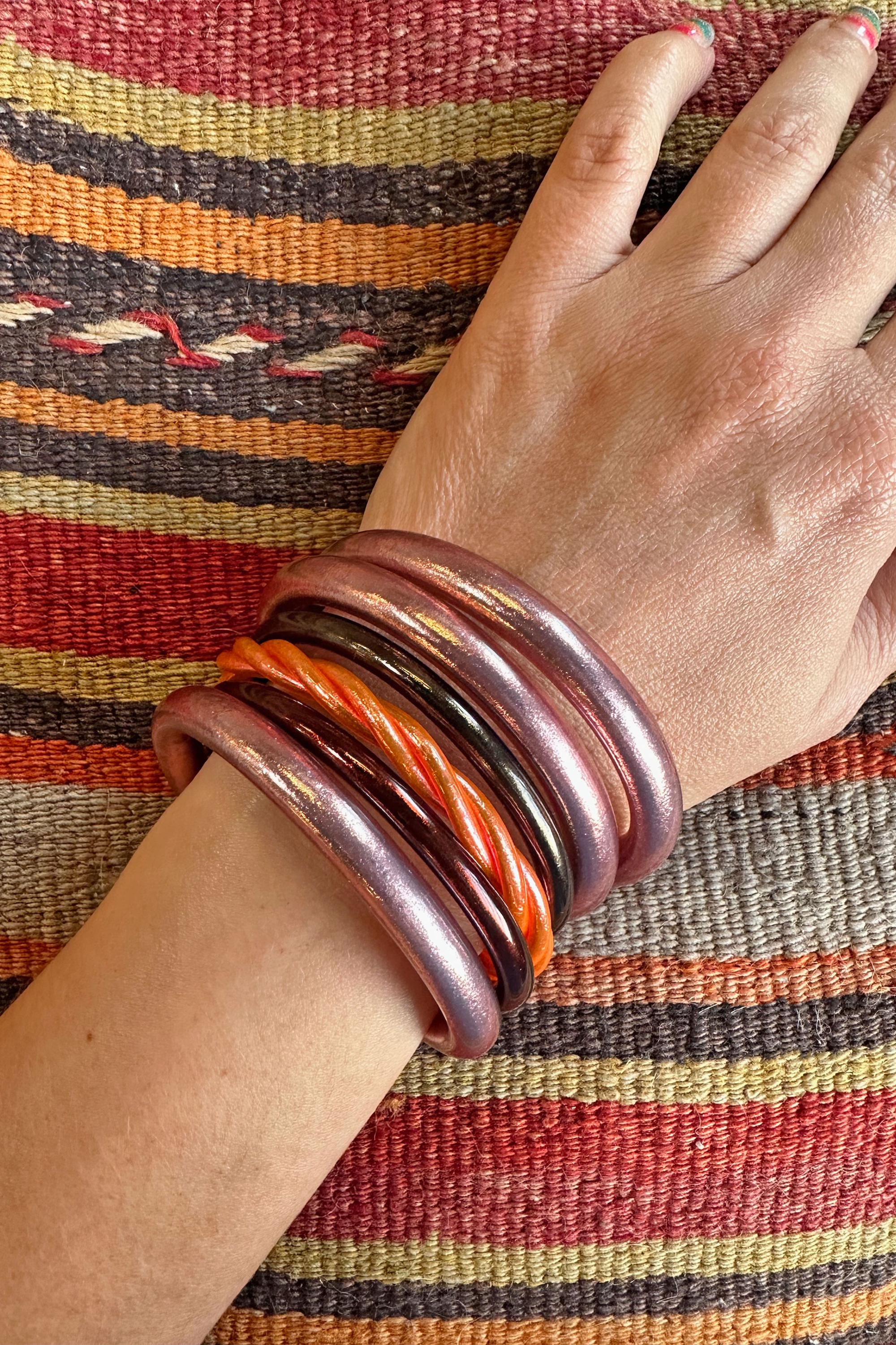 Luxe Thai Buddhist Temple Bracelets, Mantra Bangle, Kumlai, Gold Leaf ...