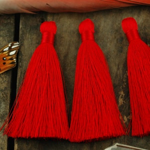 Red Silky Luxe Large Handmade Tassels, 3.5", Designer Quality Jewelry ...
