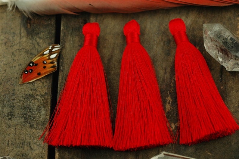 Red Silky Luxe Large Handmade Tassels 3.5 Designer - Etsy