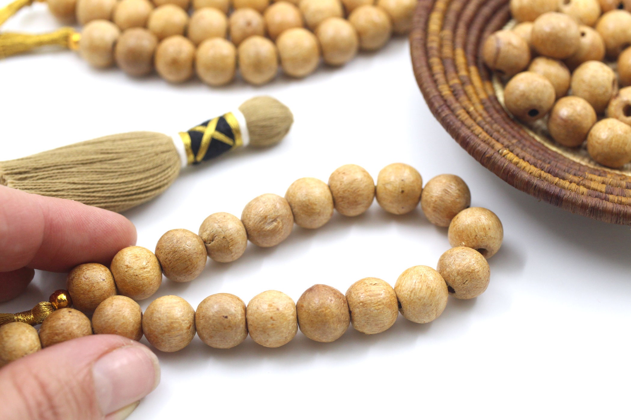 12mm Round Wood Beads, Polished Light Tan, Wood Spacers, Large Hole ...