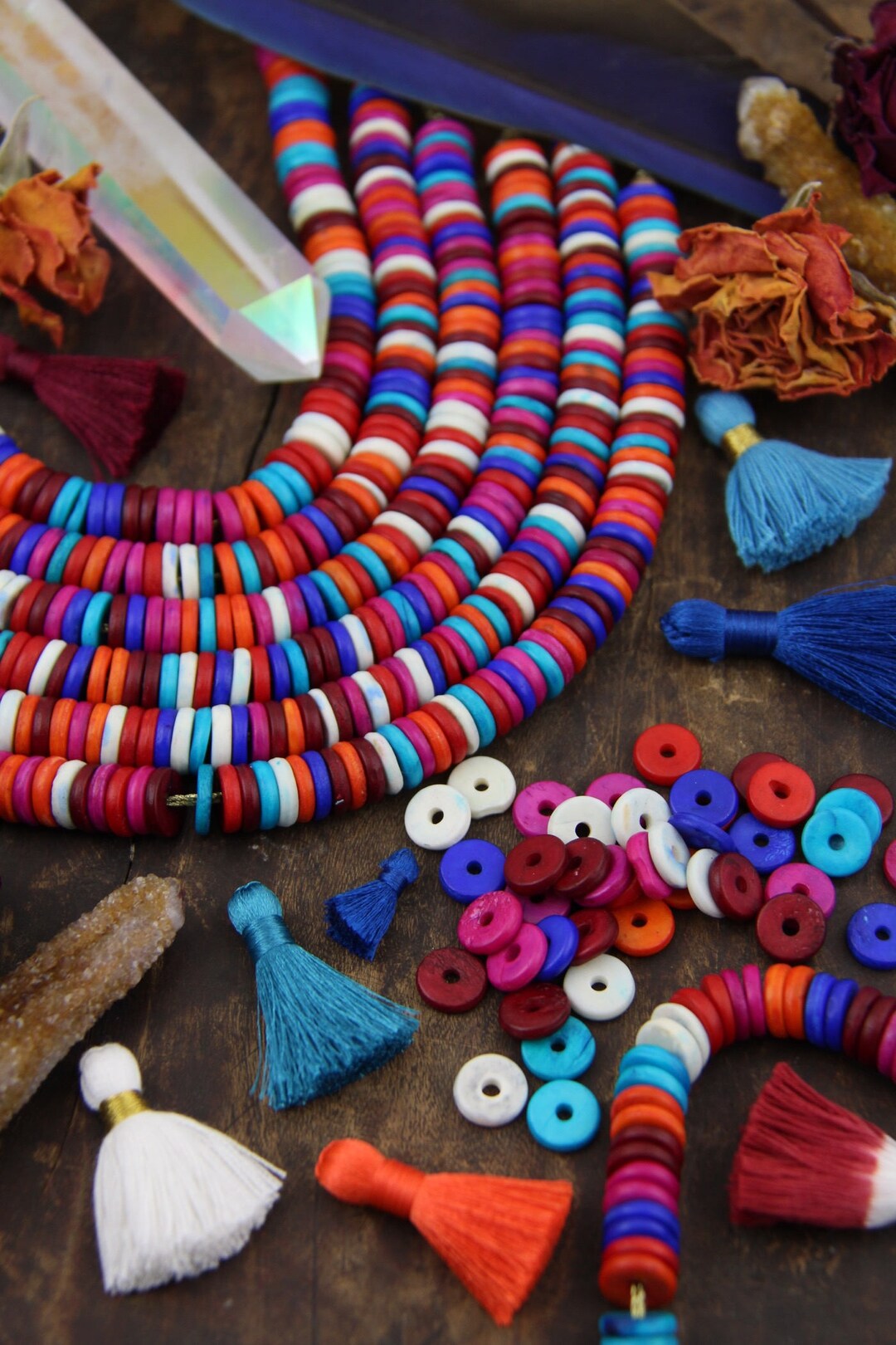 Autumn Aura : Large Hole Multi Mix Bone Washer Heishi Disc Beads, 10 ...