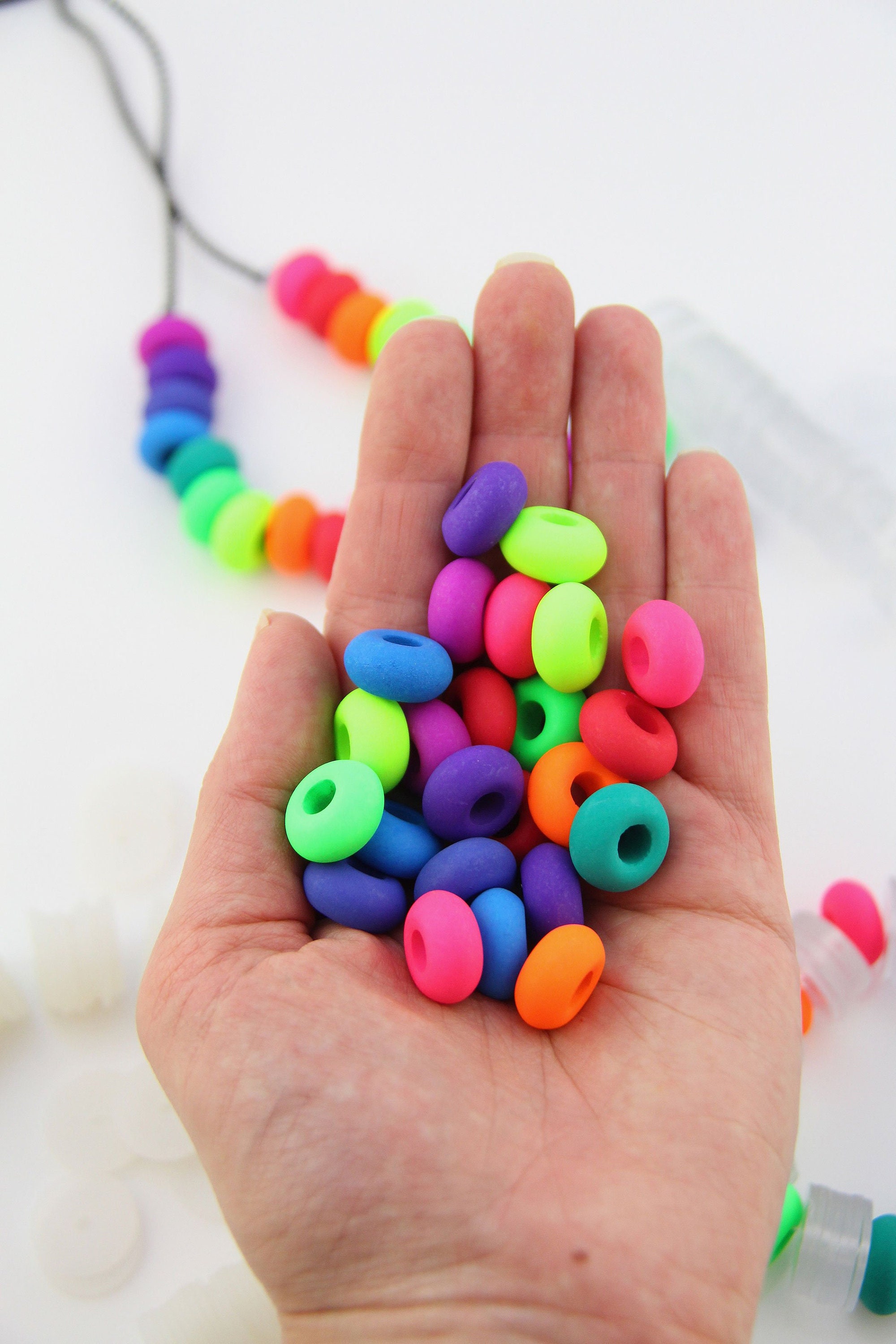 Matte Neon Large Hole Euro Rondelle Beads, Czech Glass, Choose From 10 ...
