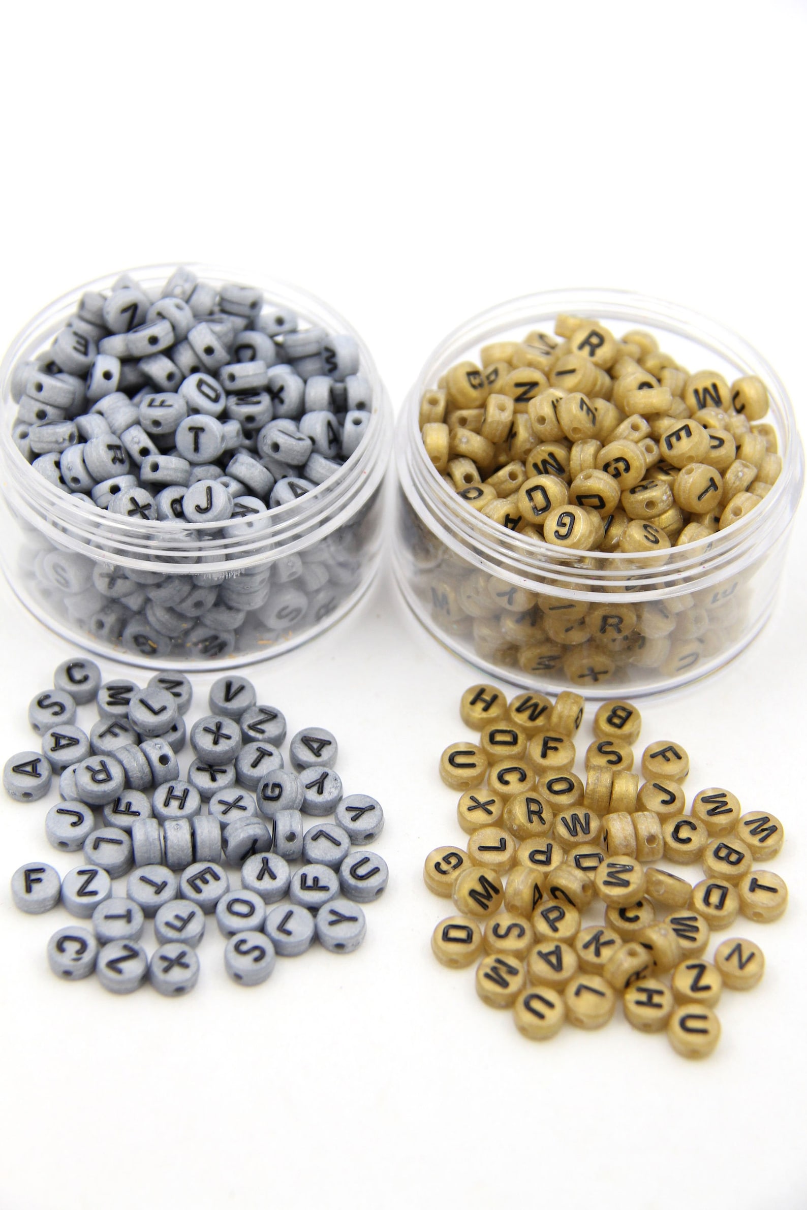 Silver & Gold Alphabet Letter Beads Acrylic 7mm Round - Etsy