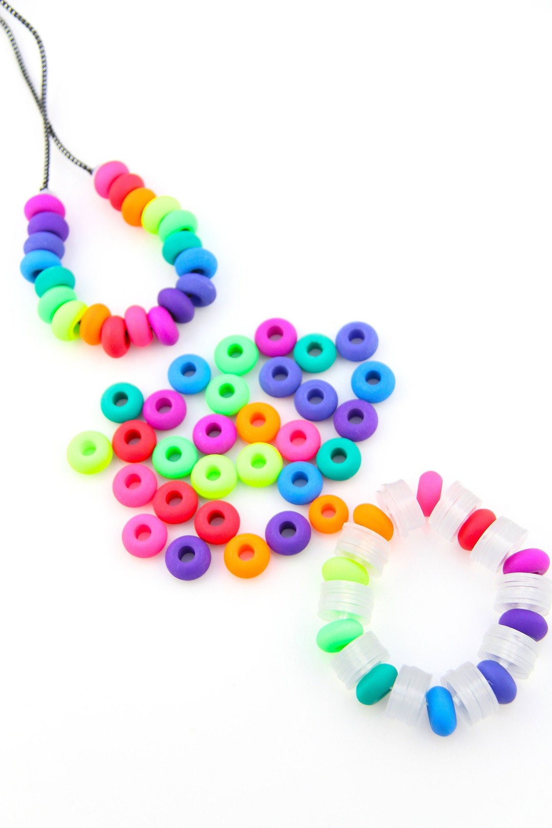 Matte Neon Large Hole Euro Rondelle Beads, Czech Glass, Choose From 10 ...