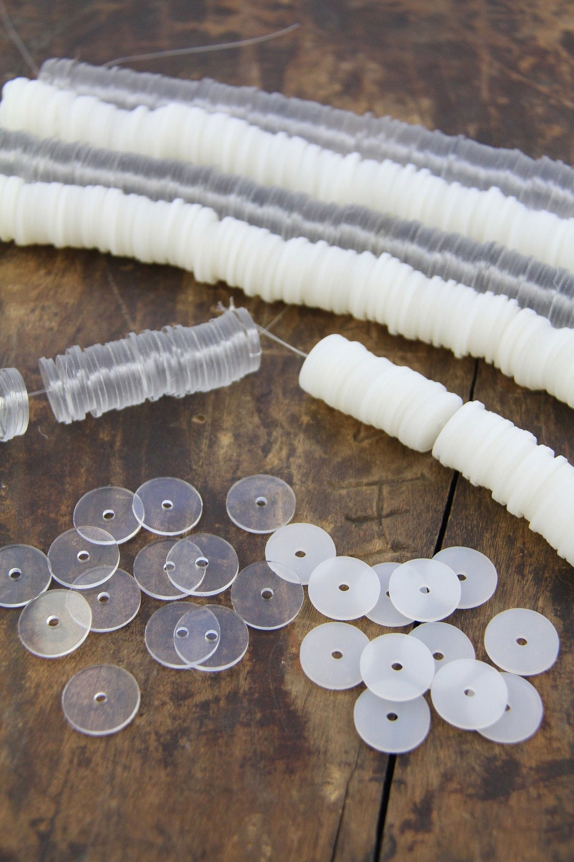 Big Dreams: 18mm Clear & Milky White Vinyl Polymer Heishi | Etsy