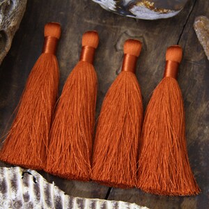 Burnt Orange Silky Luxe Jewelry Tassels, Handmade Silk Fringe, 3.5 ...