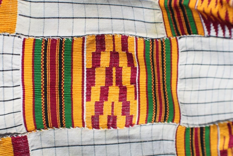 Authentic Vintage Ewe Kente Cloth Yellow Burgundy White | Etsy