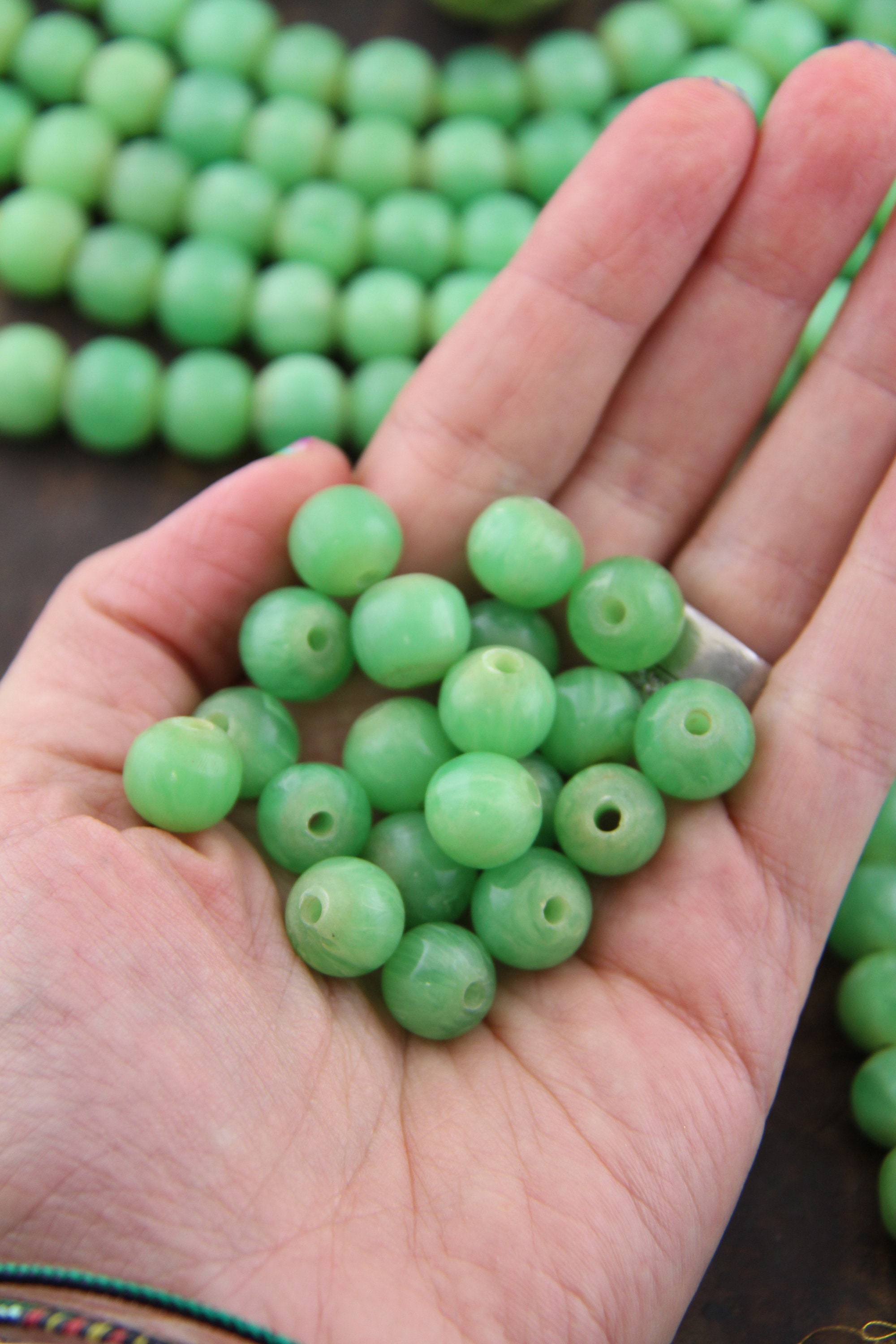 Round Green Beads: Handmade Resin Beads 12mm Seafoam Green | Etsy