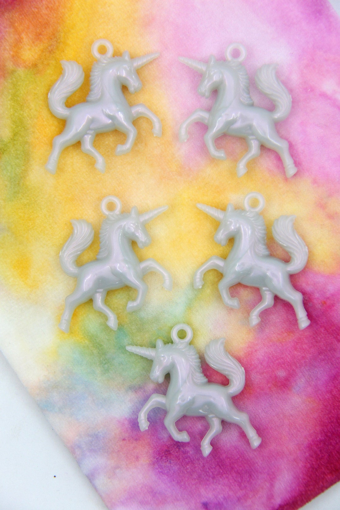 Pearlescent German Resin Unicorn Charms, 1.5" Pendants, DIY Jewelry ...