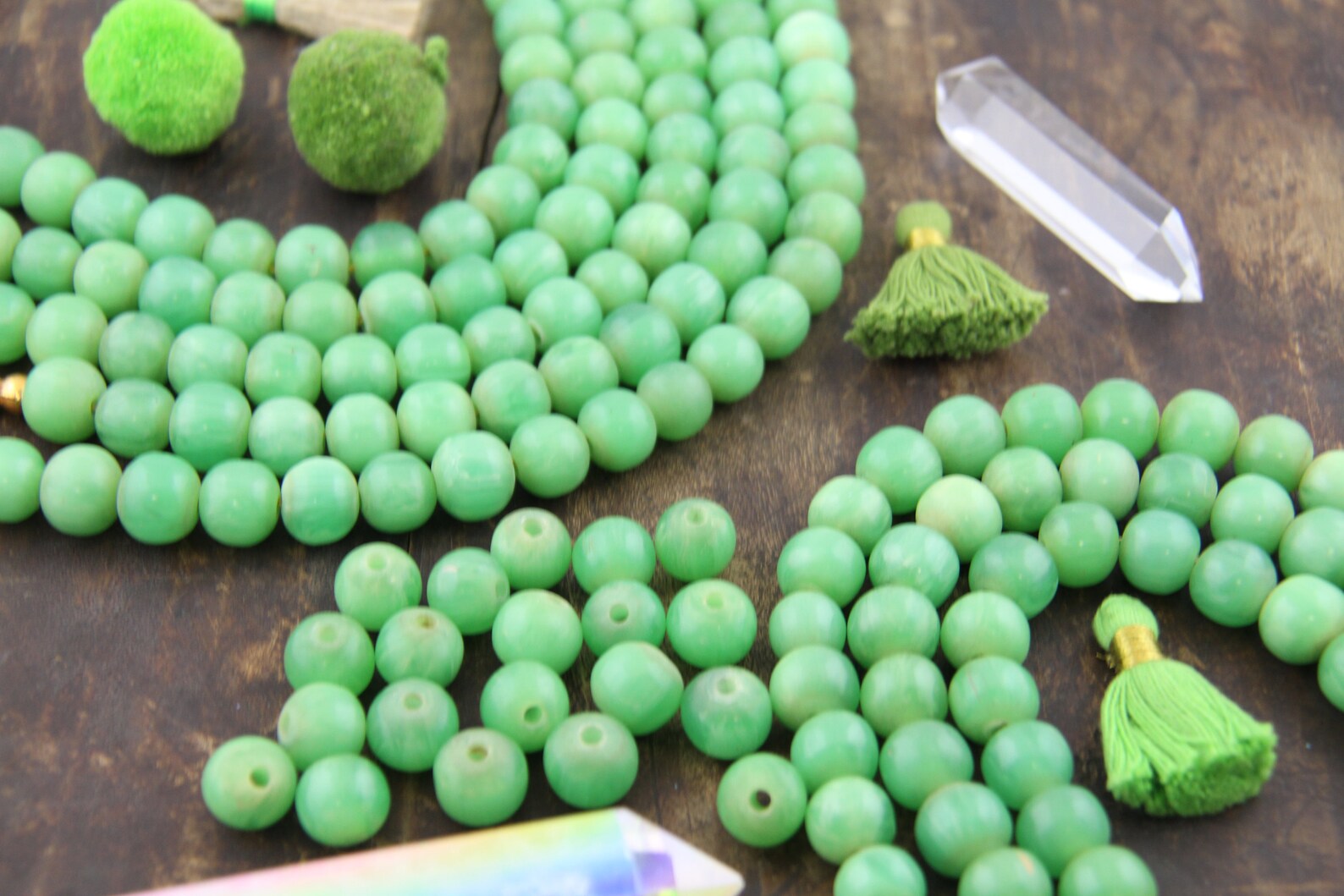 Round Green Beads: Handmade Resin Beads 12mm Seafoam Green - Etsy