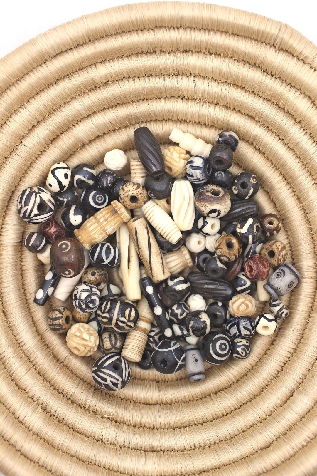 Neutral Bone Bead Grab Bag, Assorted Colors & Sizes, 100+ Beads, Beaded ...