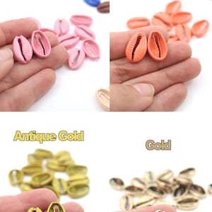 Colorful Brass Cowry Shell Enamel Charm, Gold Pukka Shell Charm, Pink ...