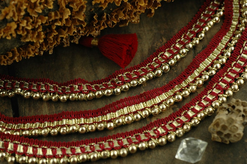 Beaded Fringe Trim Merlot Red Traditional Indian Beaded - Etsy