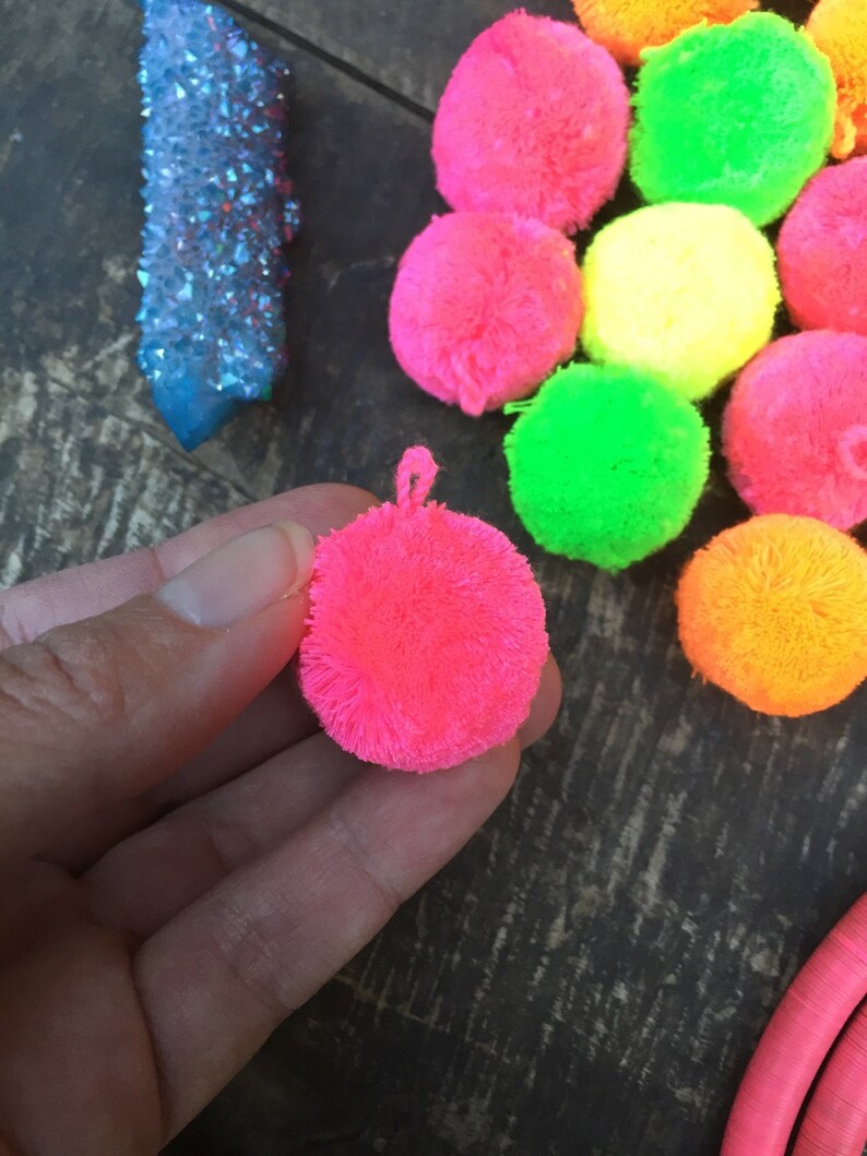NEON Pom Poms With Loops for Jewelry Making Handmade Pom Pom - Etsy