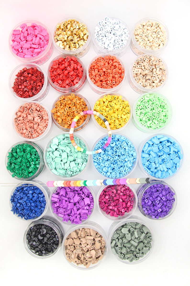 Enamel Tile Beads Chevron Arrow Shape 2-Hole Beads for | Etsy