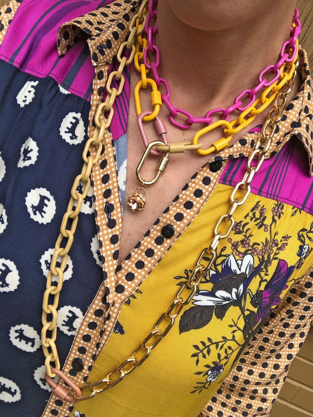 Luxe Link Enamel Chain Necklace, Assorted Colors, Utilitarian Jewelry ...