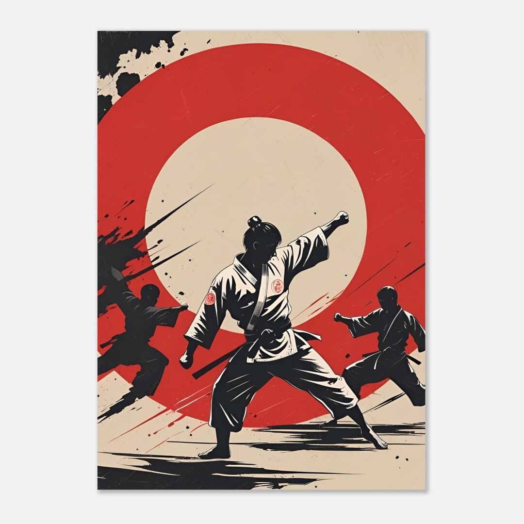 Japanese Kanji Calligraphy Poster Martial Arts Wall Art Kids Room Decor ...