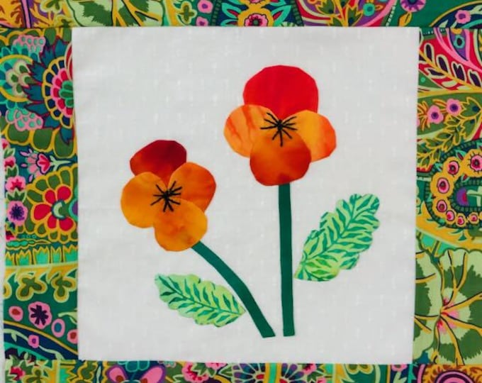 Pansy Appliqué Block for Buoyant Blossoms BOM - Etsy Canada