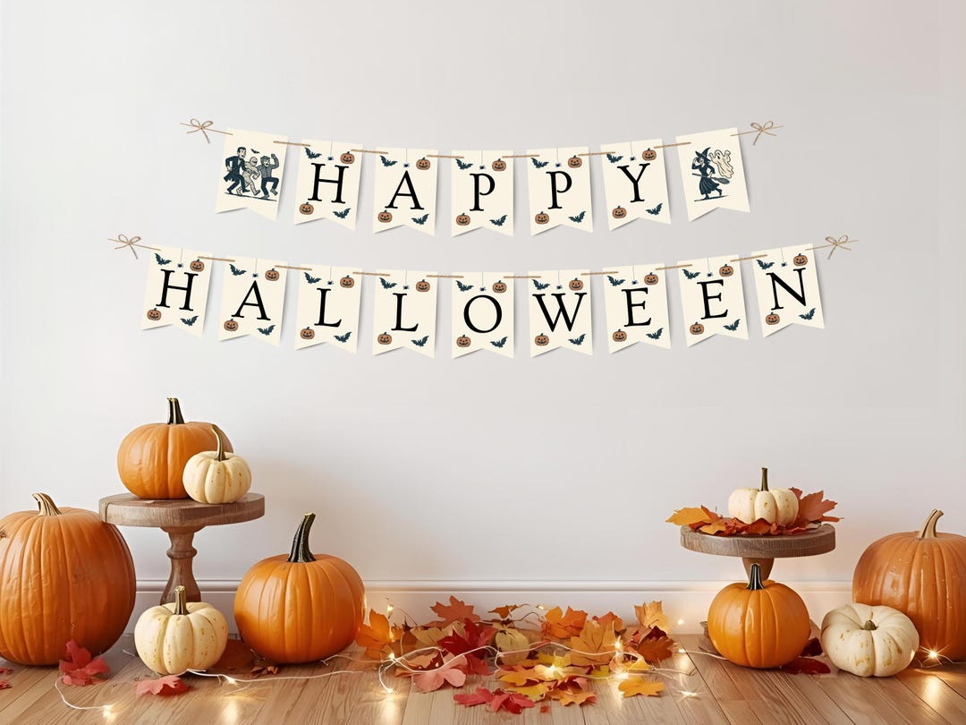 Monster Mash Vintage Halloween Banner: Editable and Printable Party ...