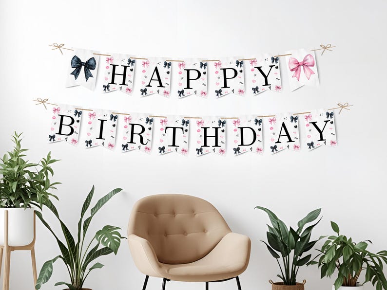 Pink and Black Bow Birthday Thank You Tags, Coquette Favor Tags for ...