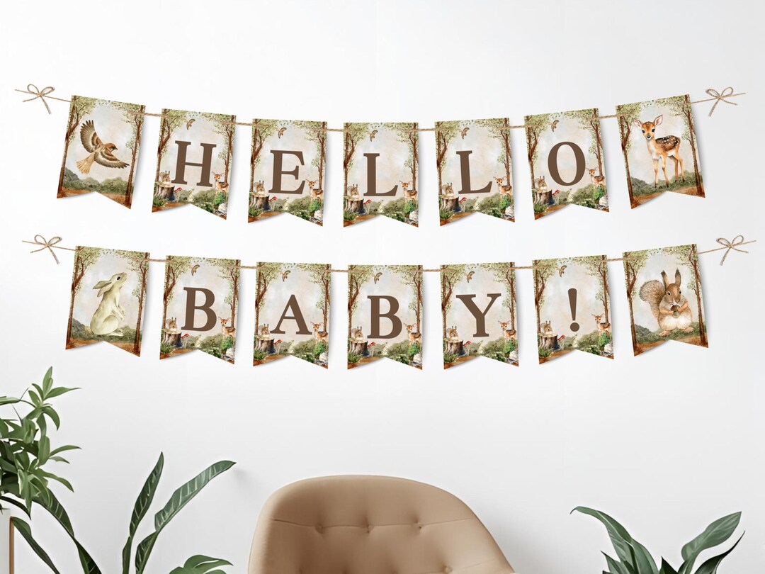Woodland Animals Baby Shower Banner, Woodland Creatures Banner, Forest ...