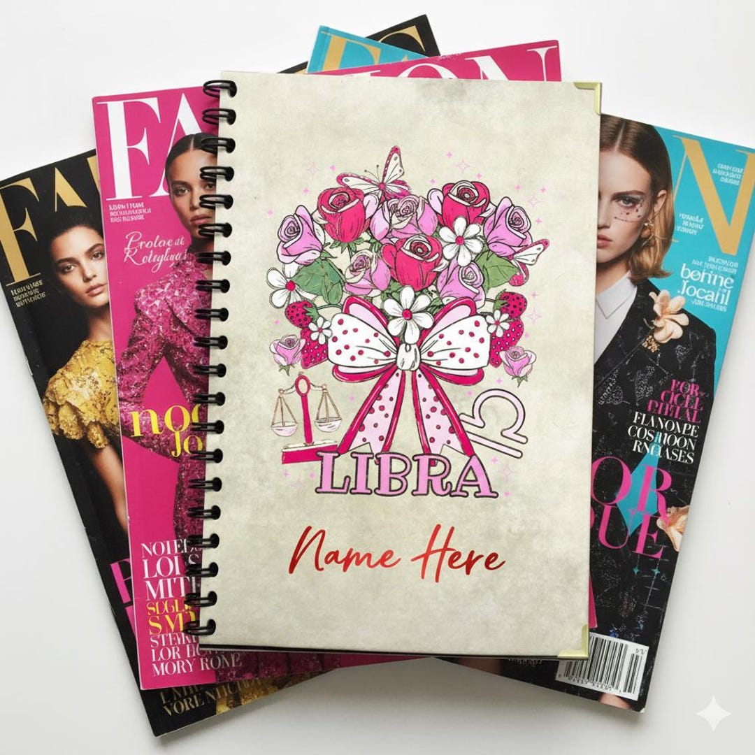 Libra Zodiac Spiral Notebook Floral Aesthetic Cover Lined Pages - Etsy
