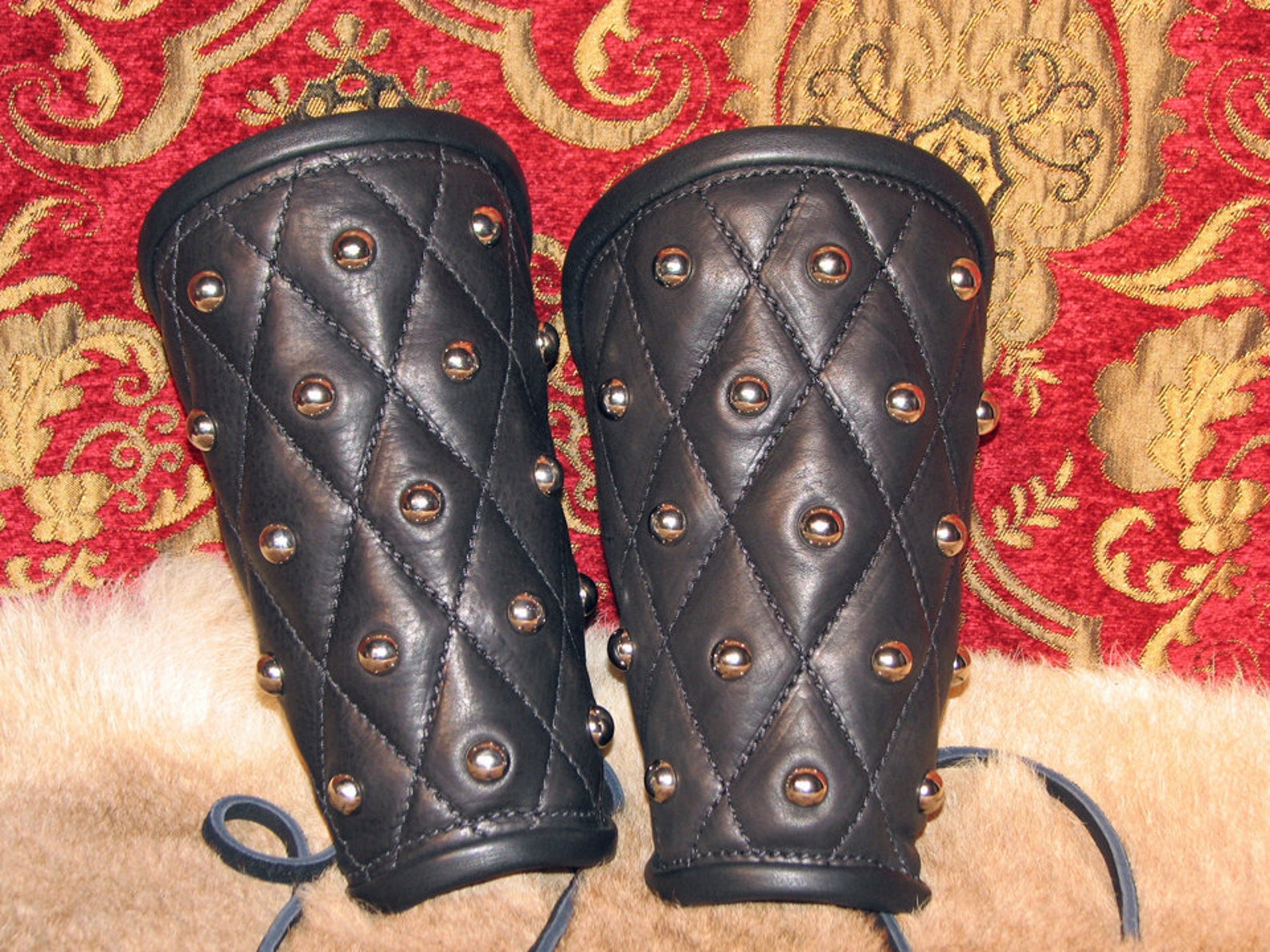 Black Leather Bracers dark Assassins Padded - Etsy